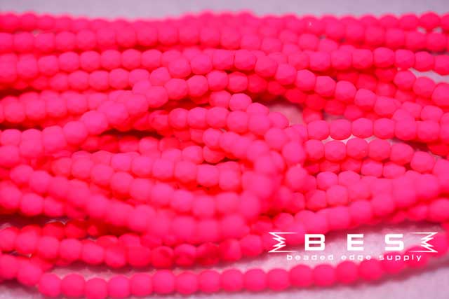 Matte Neon Pink Fire Polish 4mm – Beaded Edge Supply